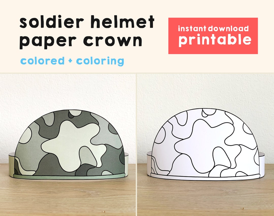 Soldier Helmet Paper Crown Headband Military Army Veteran Day - Etsy