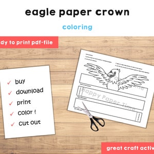 Eagle Paper Crown Party Activity Printable Kids Coloring Craft America ...