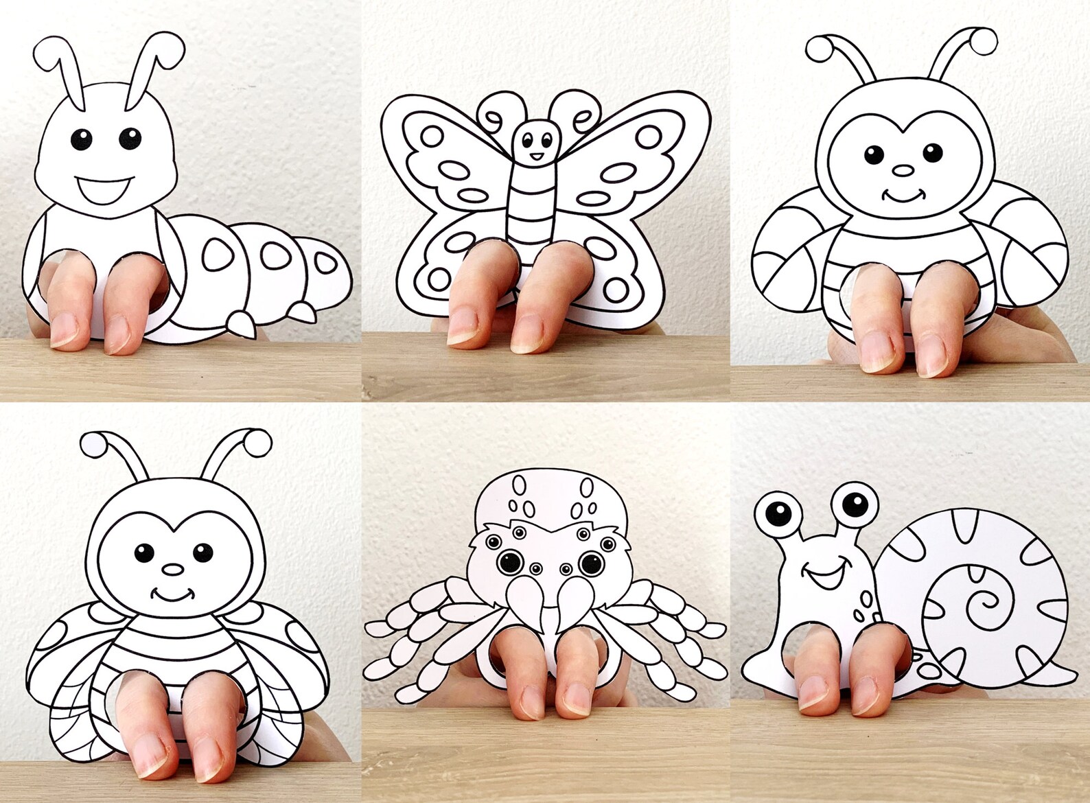 Bugs Insects Paper Craft Printable Finger Puppet Template Kids | Etsy