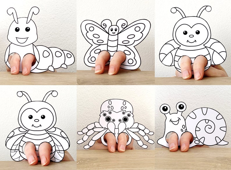 Bugs Insects Paper Craft Printable Finger Puppet Template Kids | Etsy