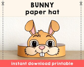 Bunny Paper Crown Headband Coloring Pet Animal Printable Kids Craft ...