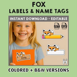 Fox Name Tags Classroom Labels Forest Animal Woodland Editable Files ...