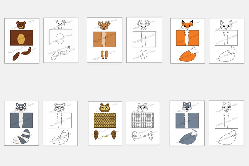 Woodland Animals Toilet Paper Roll Craft Forest Party Coloring - Etsy