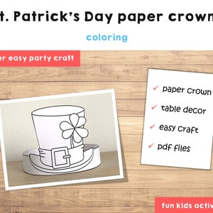 St Patrick's Day Paper Crowns Headbands Leprechaun Gold Party Coloring ...