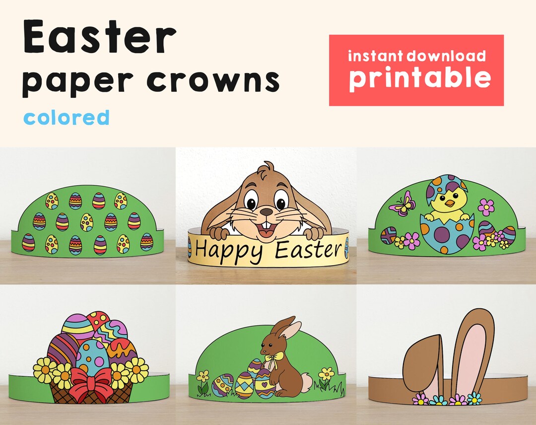 Easter Paper Crown Headband Easter Spring Cut Out Party Activity ...