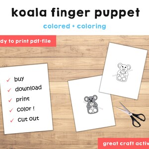 Koala Paper Craft Printable Australian Animal Finger Puppet Kids Craft ...