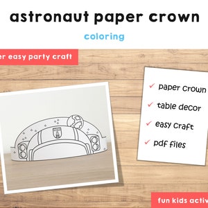 Astronaut Helmet Paper Crown Space Astronomy Party Coloring Printable ...