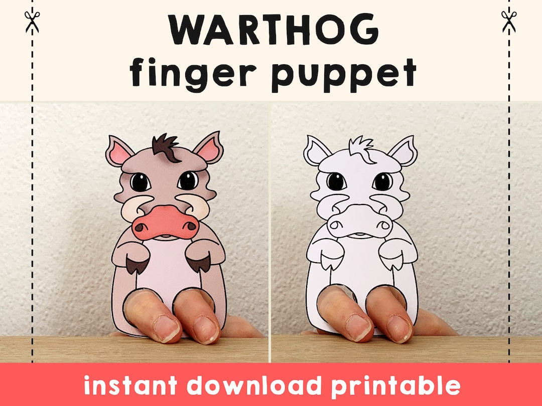 Warthog Paper Craft Printable African Animal Finger Puppet Kids Craft ...
