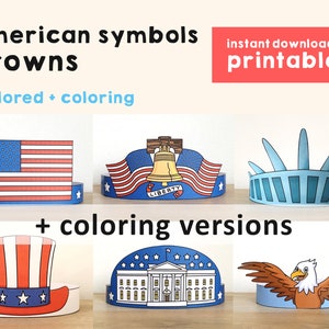 American Symbols Paper Crowns Flag 4th of July Patriotic Printable DIY ...