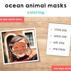 Ocean Animal Masks Template Crab Sea Turtle Whale Shark Octopus Fish ...