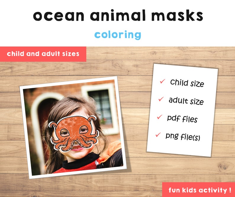 Ocean Animal Masks Template Crab Sea Turtle Whale Shark | Etsy