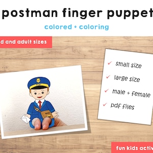 Postman Paper Craft Printable Community Helper Finger Puppet Kids ...