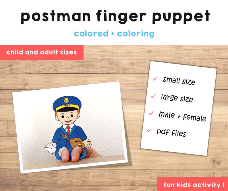 Postman Paper Craft Printable Community Helper Finger Puppet - Etsy
