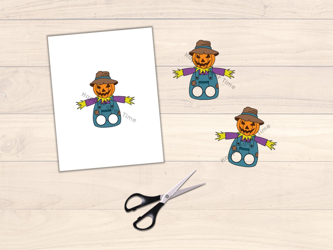 Scarecrow Paper Craft Printable Halloween Spooky Day Finger | Etsy