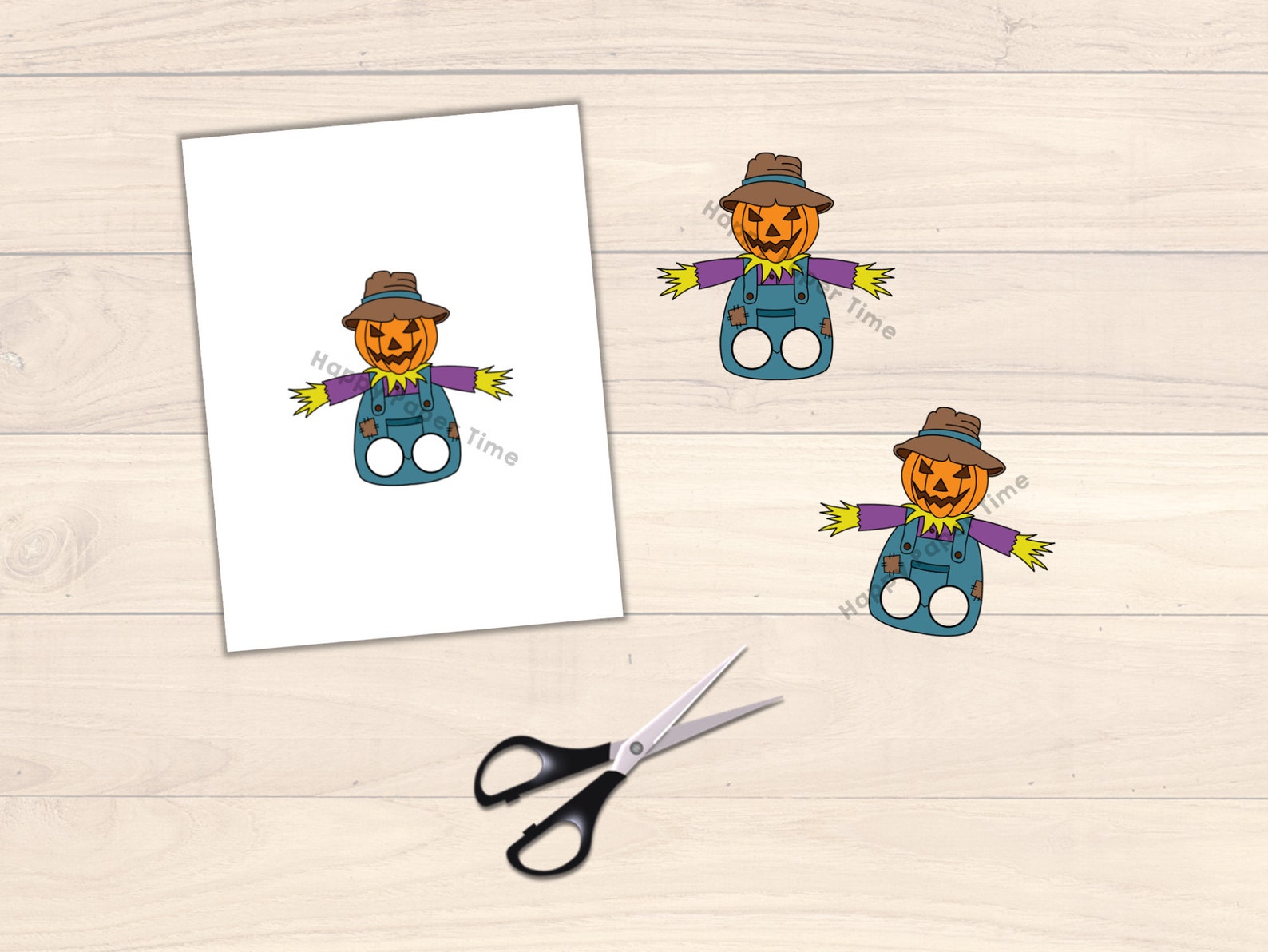 Scarecrow Paper Craft Printable Halloween Spooky Day Finger | Etsy