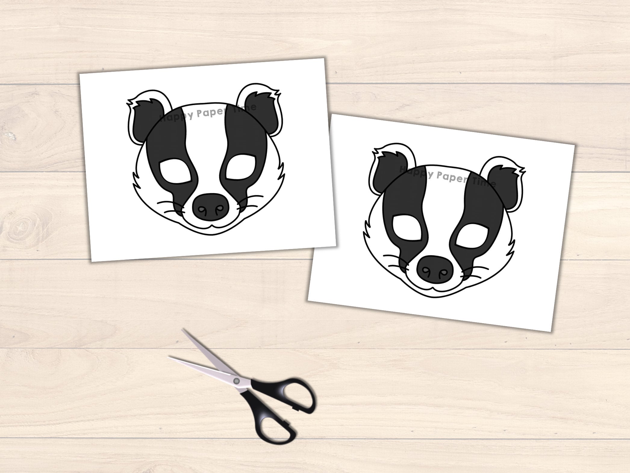 Badger Mask Badger Costume Animal Mask Printable Party Favor Woodland ...
