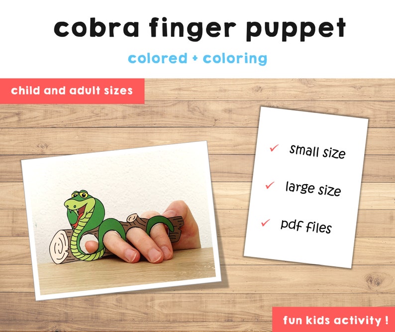 Cobra Snake Paper Craft Printable Asian Animal Reptile Finger - Etsy