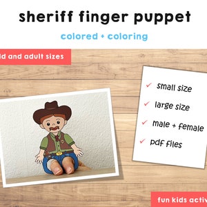 Sheriff Paper Craft Printable Wild West Finger Puppet Kids Craft Kids ...