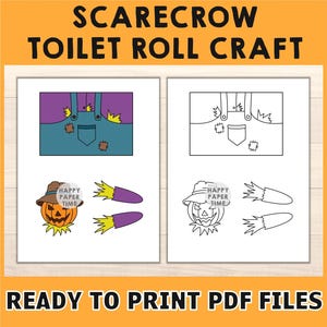 Scarecrow Toilet Paper Roll Craft Halloween Spooky Party Coloring ...