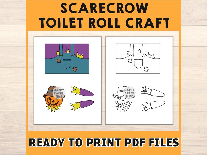 Scarecrow Toilet Paper Roll Craft Halloween Spooky Party Coloring ...