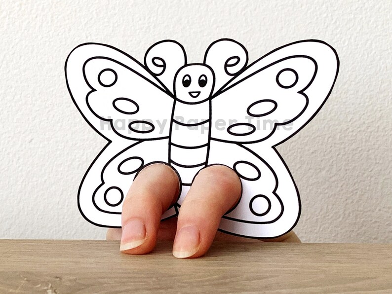 Butterfly Paper Craft Printable Finger Puppet Template Kids | Etsy