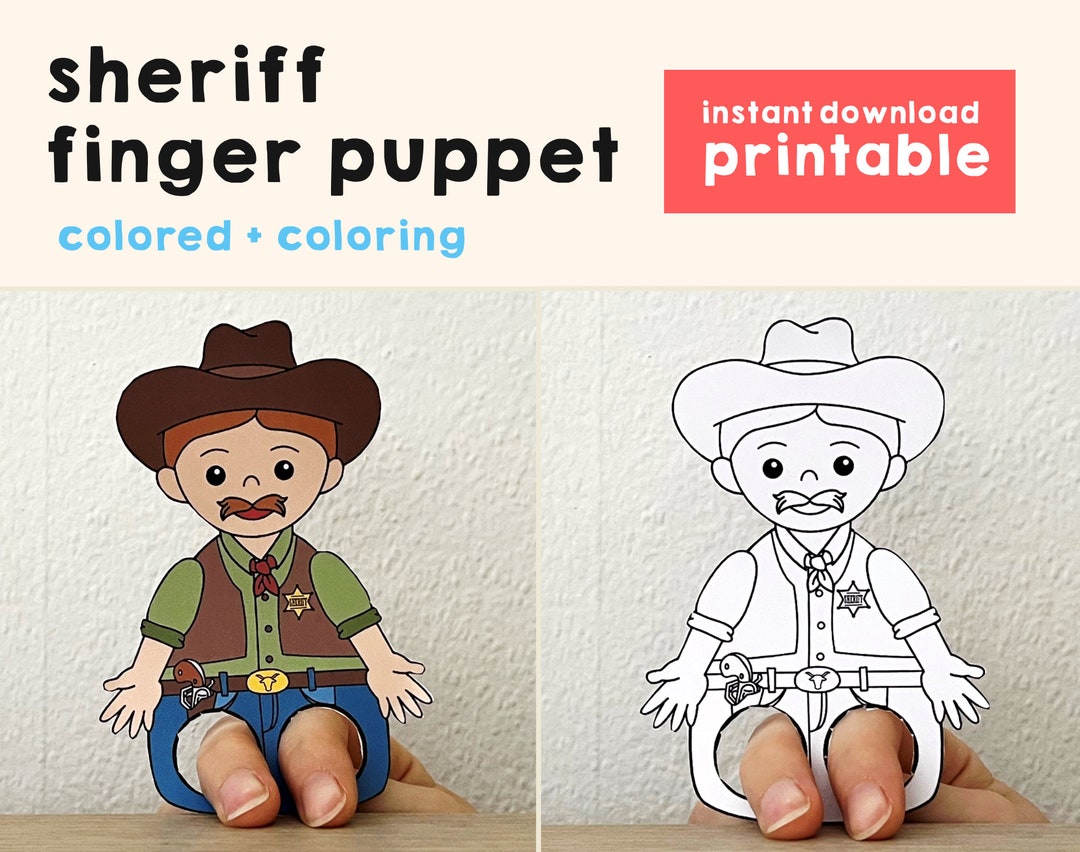 Sheriff Paper Craft Printable Wild West Finger Puppet Kids Craft Kids ...