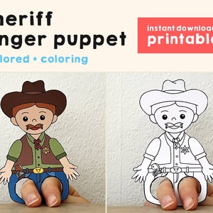 Sheriff Paper Craft Printable Wild West Finger Puppet Kids Craft Kids ...