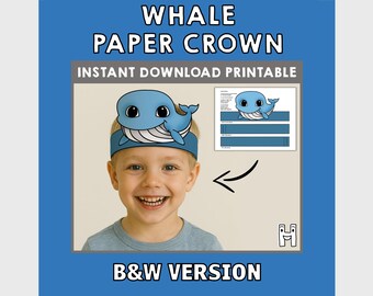 Whale Paper Mask Template: Printable Kids Craft, Costume Party (PDF ...