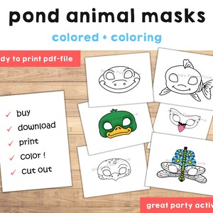 Duck Mask, Frog Mask, Dragonfly Mask, Turtle, Animal Mask, Pond Animals ...