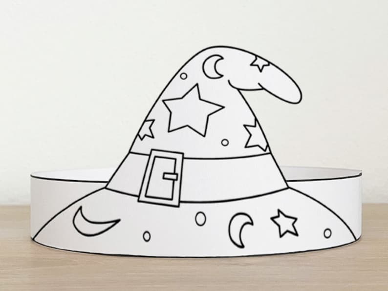 Wizard Hat Paper Crown Template Fantasy Party Headband Coloring ...