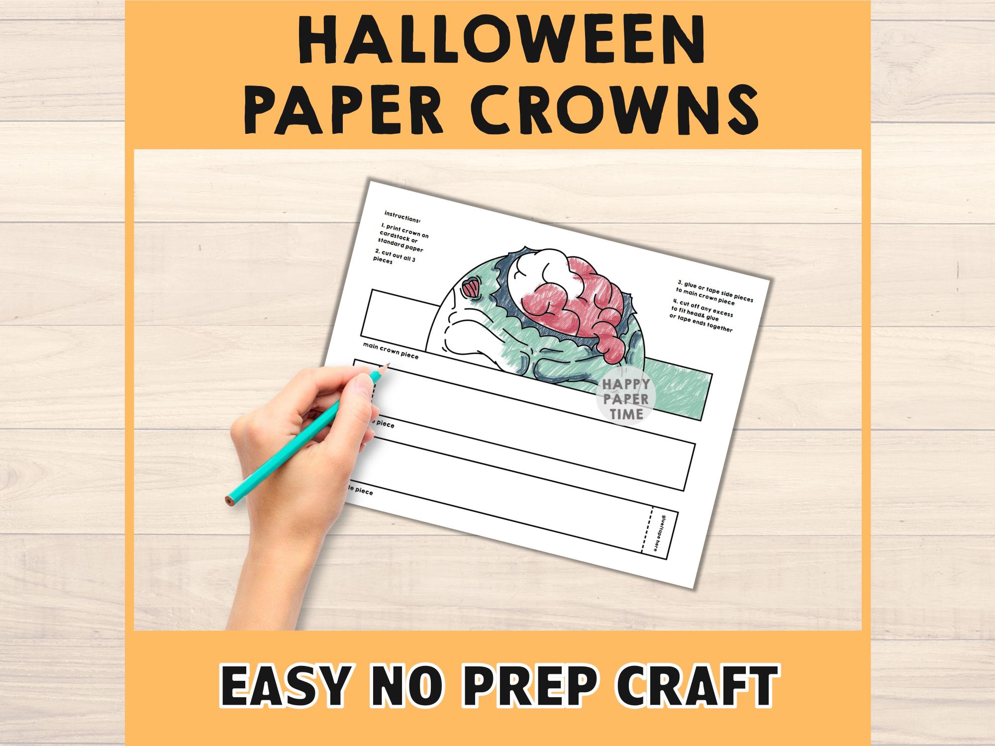 Halloween Paper Crowns Witch Zombie Bat Devil Frankenstein Printable ...