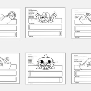 Pirate Paper Crowns Pirate Captain Parrot Shark Printable Costume DIY ...