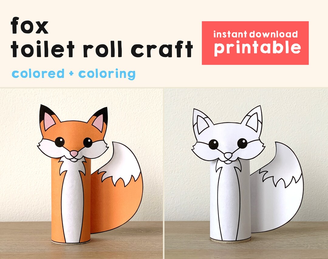 Fox Toilet Paper Roll Craft Forest Woodland Party Coloring - Etsy