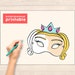 Princess Mask Printable Coloring Princess Party Favor Princess ...