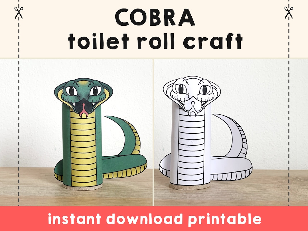Cobra Snake Toilet Paper Roll Craft Asian Reptile Jungle Party Coloring ...