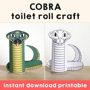 Cobra Snake Toilet Paper Roll Craft Asian Reptile Jungle Party Coloring ...