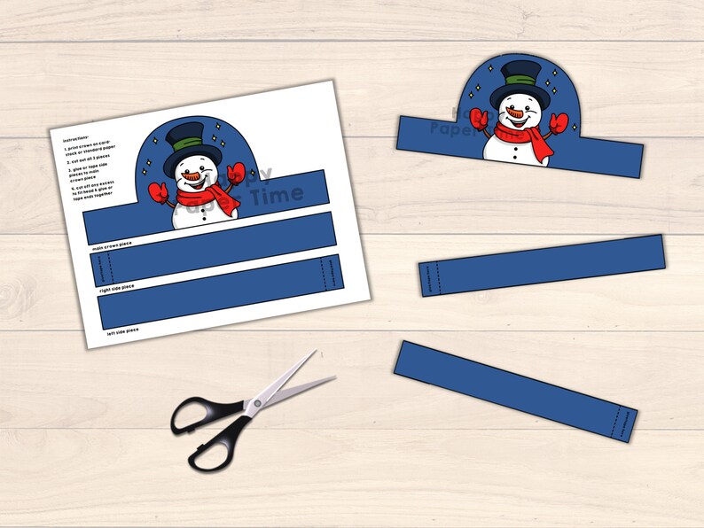 Snowman Paper Crown Hat Winter Holiday Party Coloring Printable Kids ...