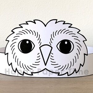 Snowy Owl Paper Crown Party Coloring Paper Hat Printable Kids Craft ...