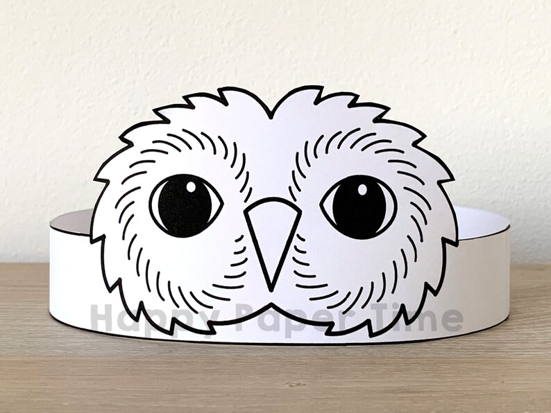 Snowy Owl Paper Crown Party Coloring Paper Hat Printable Kids - Etsy