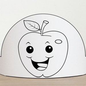Apple Paper Crown Fruit Template Party Coloring Printable Kids Craft ...