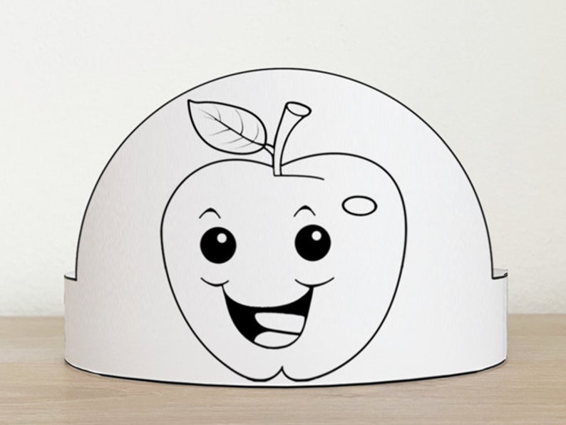 Apple Paper Crown Fruit Template Party Coloring Printable Kids - Etsy