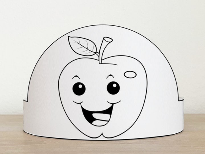 Apple Paper Crown Fruit Template Party Coloring Printable Kids Craft ...