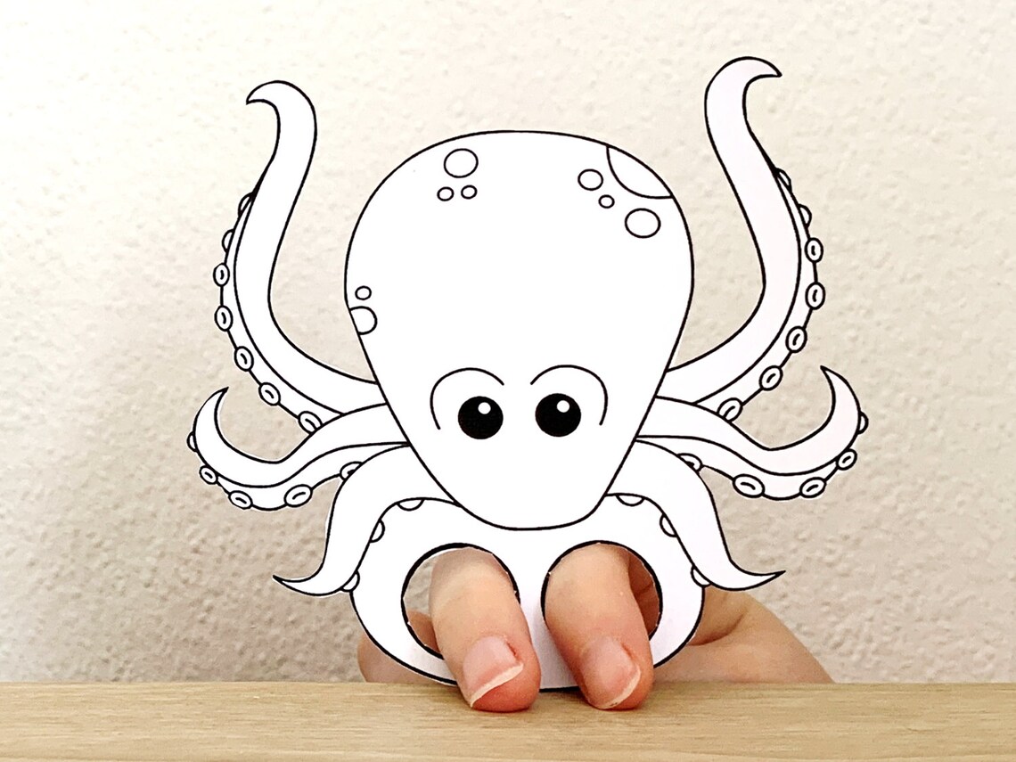 Octopus Paper Craft Printable Ocean Sea Animal Finger Puppet - Etsy