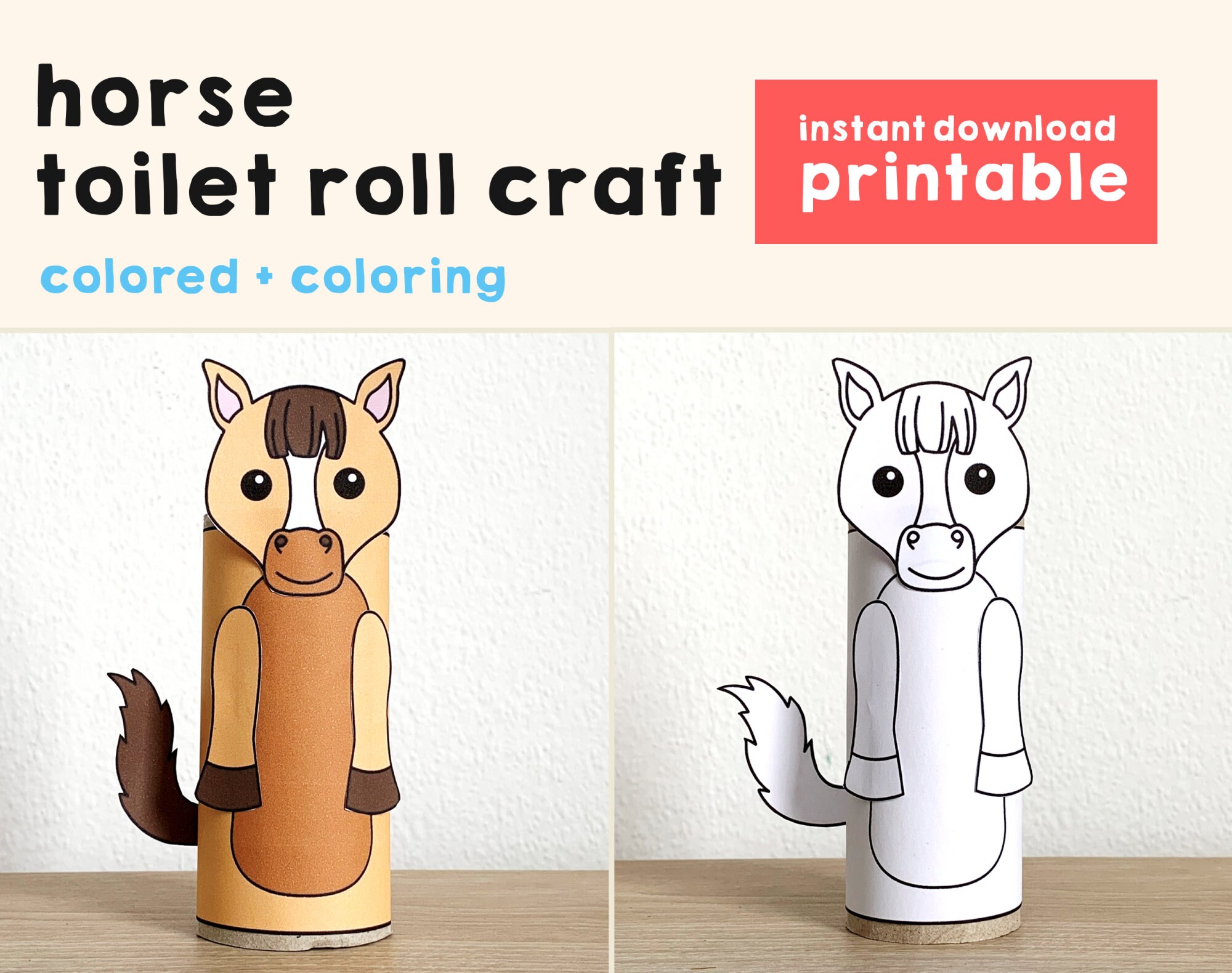 Horse Pony Toilet Paper Roll Craft Farm Animal Party Coloring | Etsy
