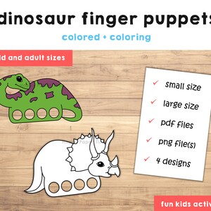 Dinosaur puppet paper craft printable Finger Puppet Kids Craft | Etsy