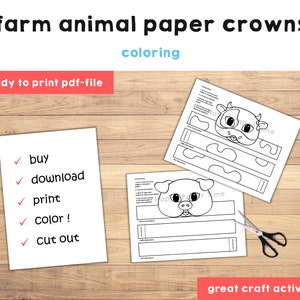Farm Animals Paper Crowns Pig Pony Cow Rabbit Sheep Chicken Printable ...
