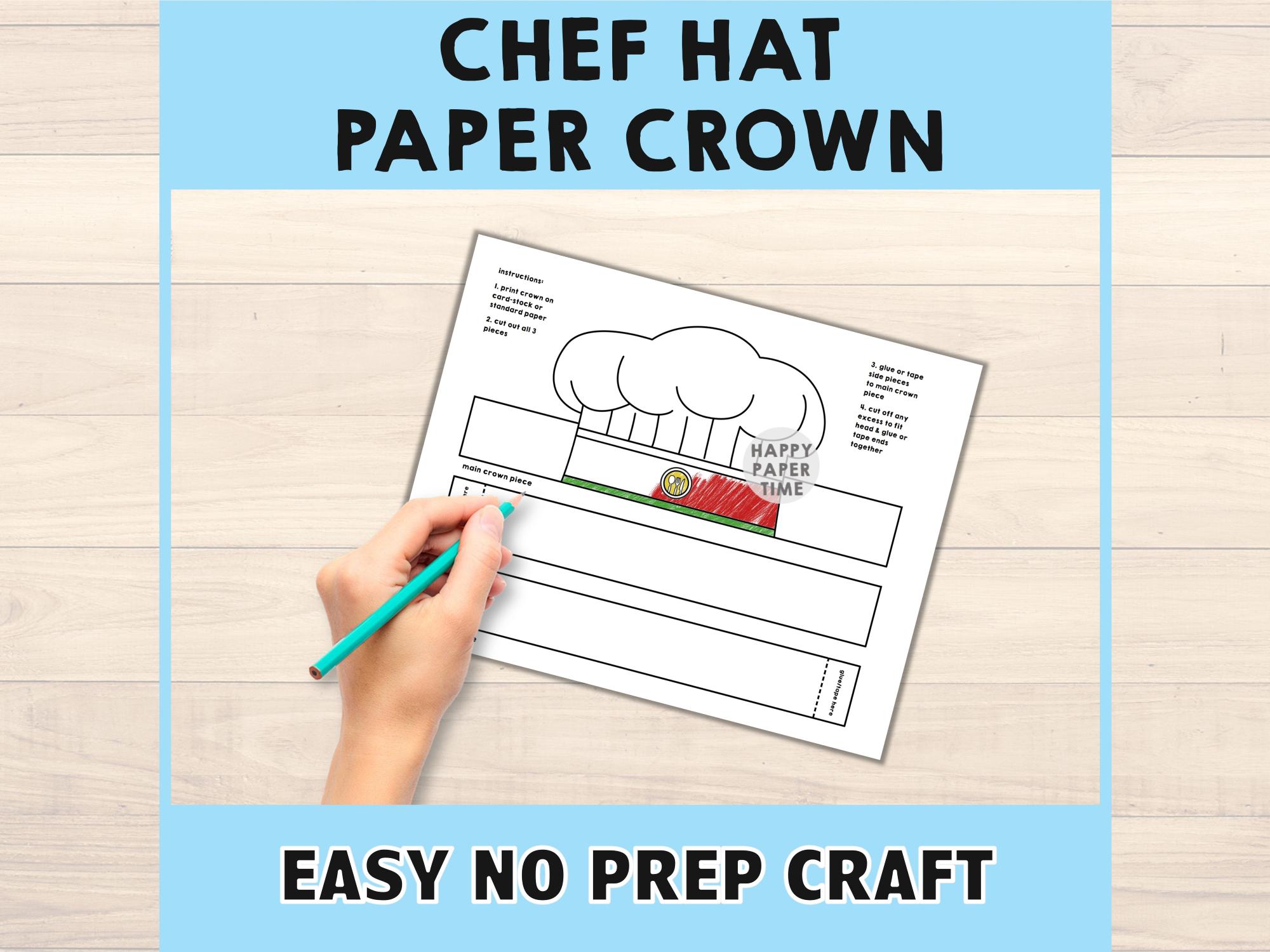 Chef Hat Cook Paper Crown Restaurant Party Coloring Printable Kids ...