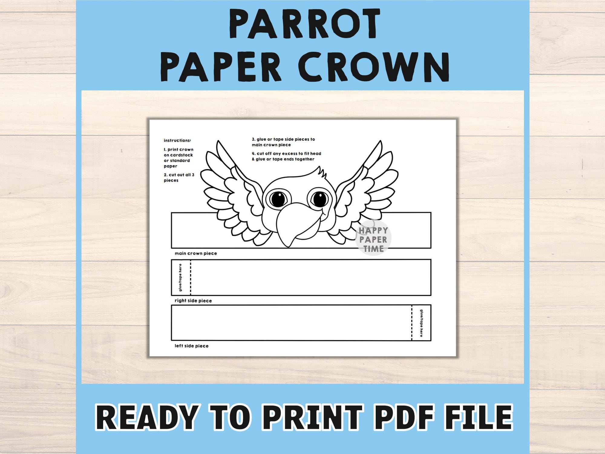 Parrot Paper Crown Headband Pet Animal Printable Kids Craft Activity ...