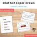 Chef Hat Cook Paper Crown Restaurant Party Coloring Printable Kids ...