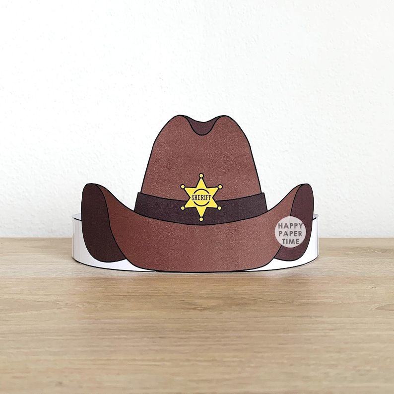 Sheriff Hat Paper Crown Party Costume Printable Kids Craft Wild West ...